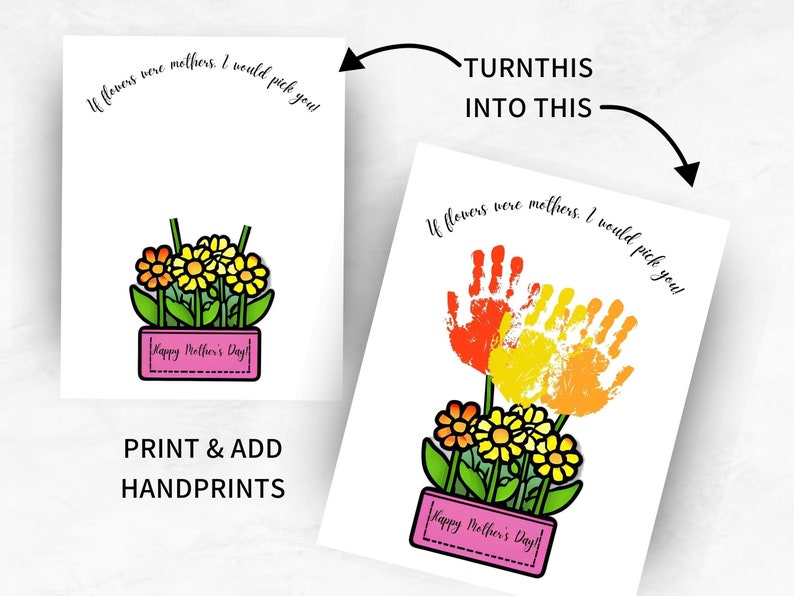 Flower Handprint Craft Printable Mothers Day Activity for Mom or ...