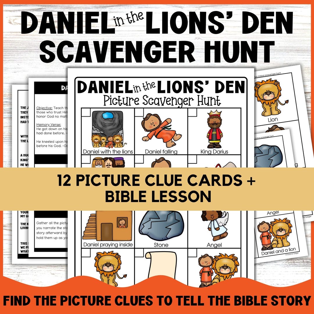 Daniel in the Lions Den Bible Lesson Scavenger Hunt Activity Prek ...