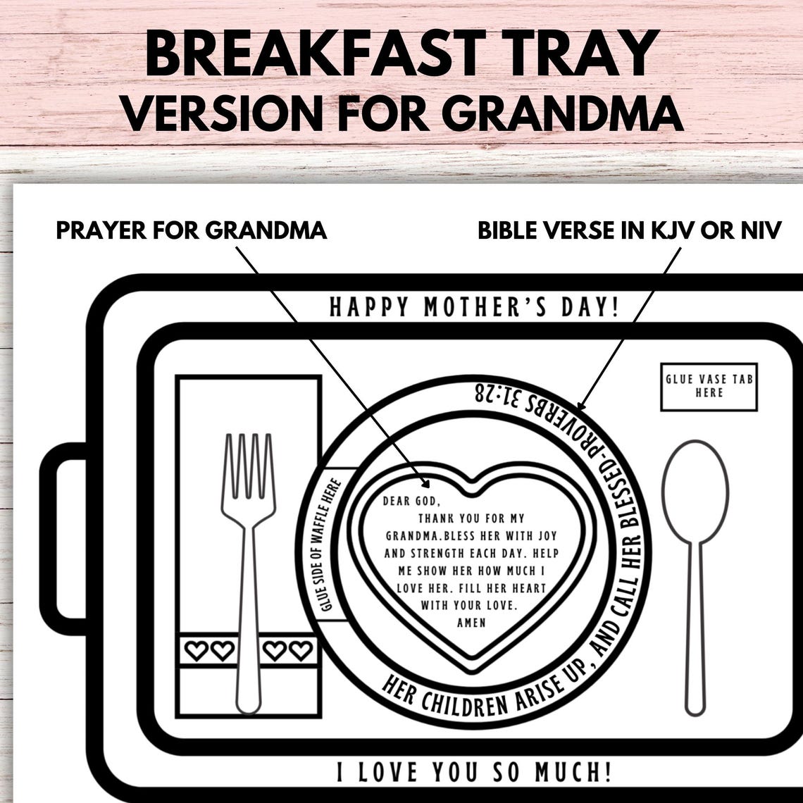 Mothers Day Bible Craft, Sunday School Breakfast for Mom Printable ...