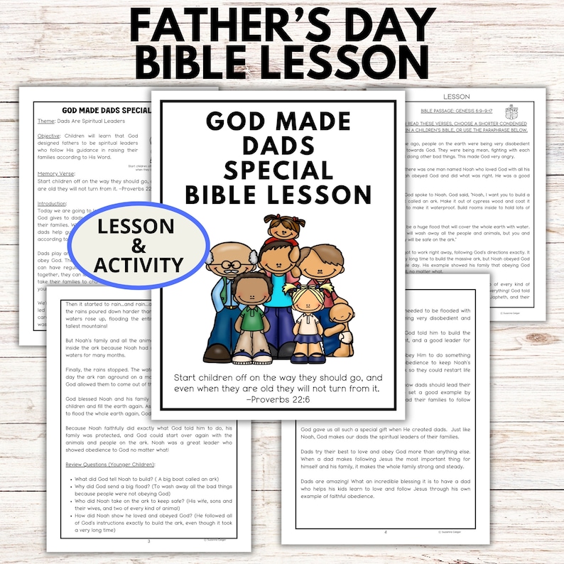 Fathers Day Bible Lesson and Craft Bundle, Sunday School Bible ...