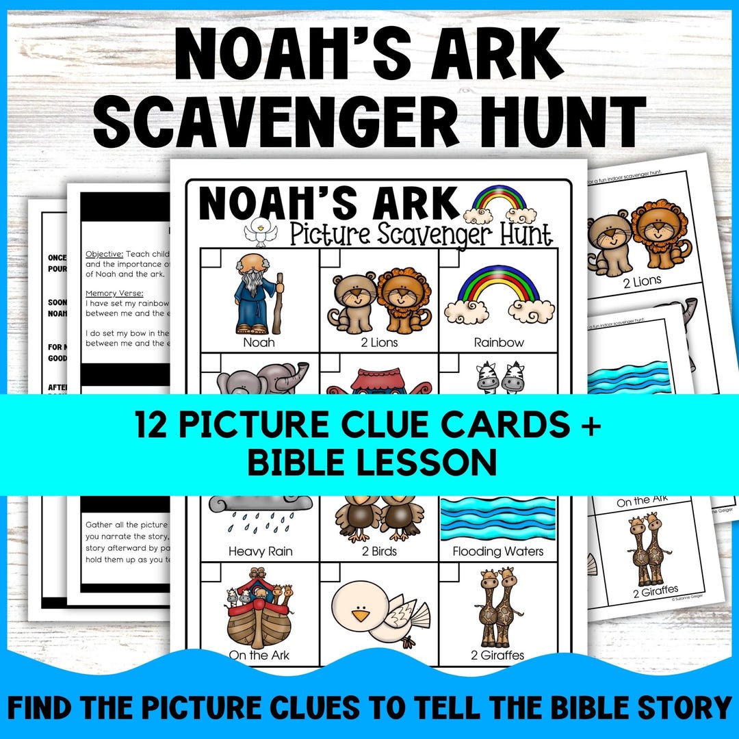 Noah's Ark Bible Lesson Scavenger Hunt Activity Prek, Sunday School ...