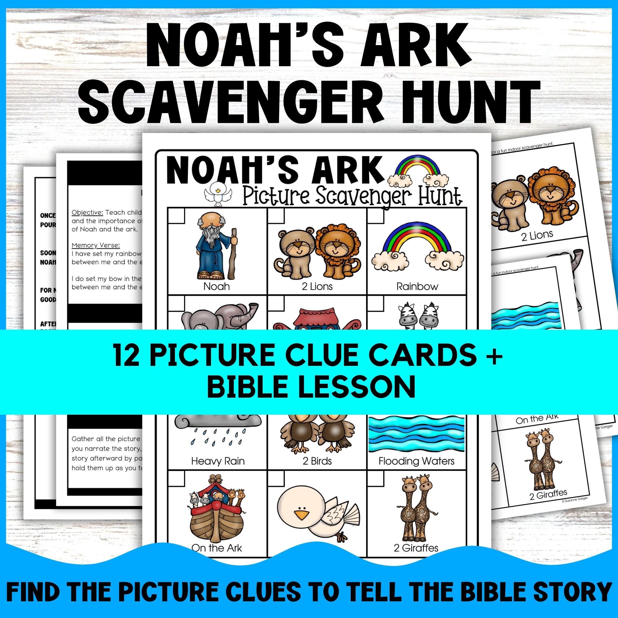 Noah's Ark Bible Lesson Scavenger Hunt Activity Prek, Sunday School ...