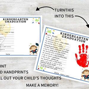 Last Day of Kindergarten Graduation Keepsake Handprint Art, Handprint ...