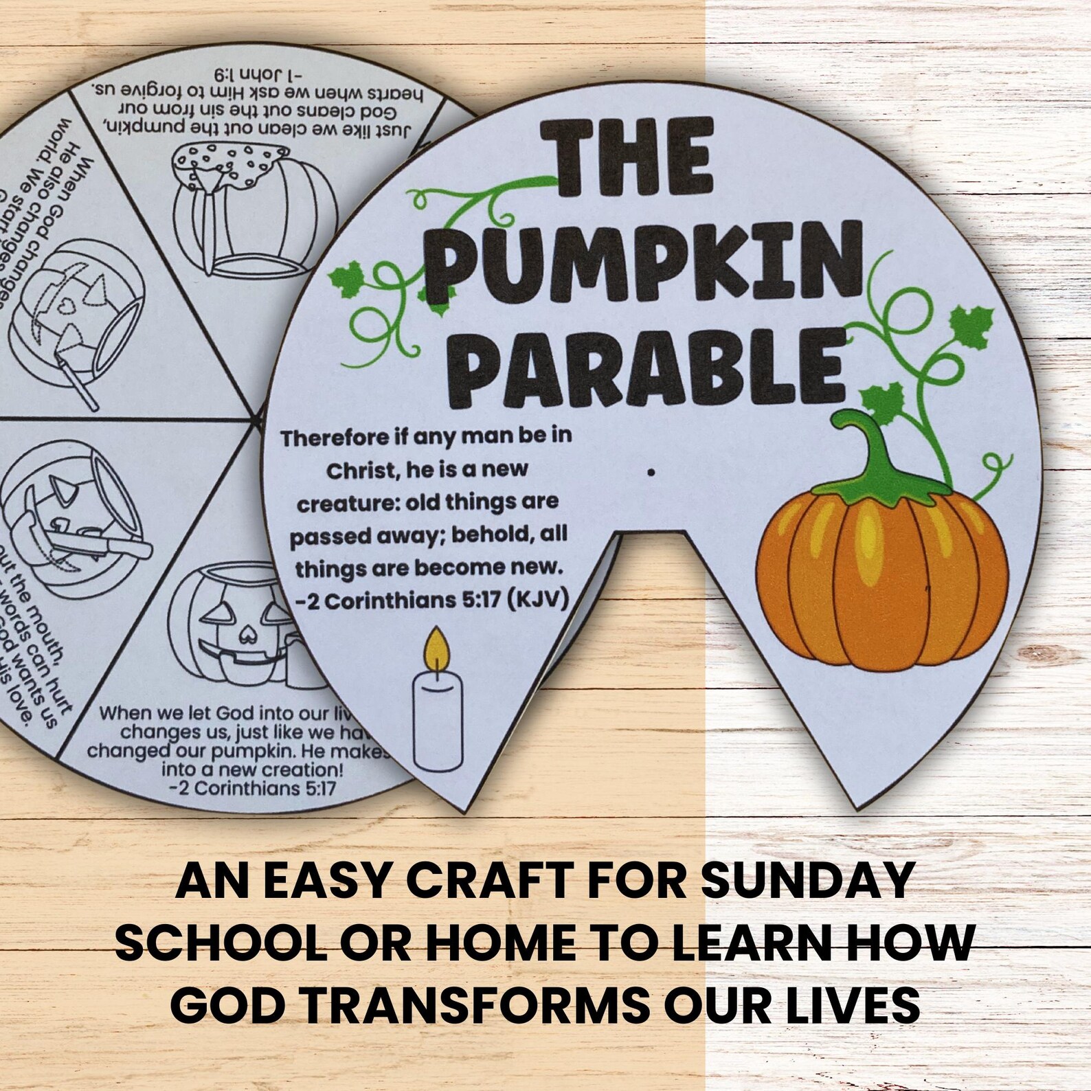 Christian Halloween Pumpkin Parable Bible Wheel Craft, Sunday School ...