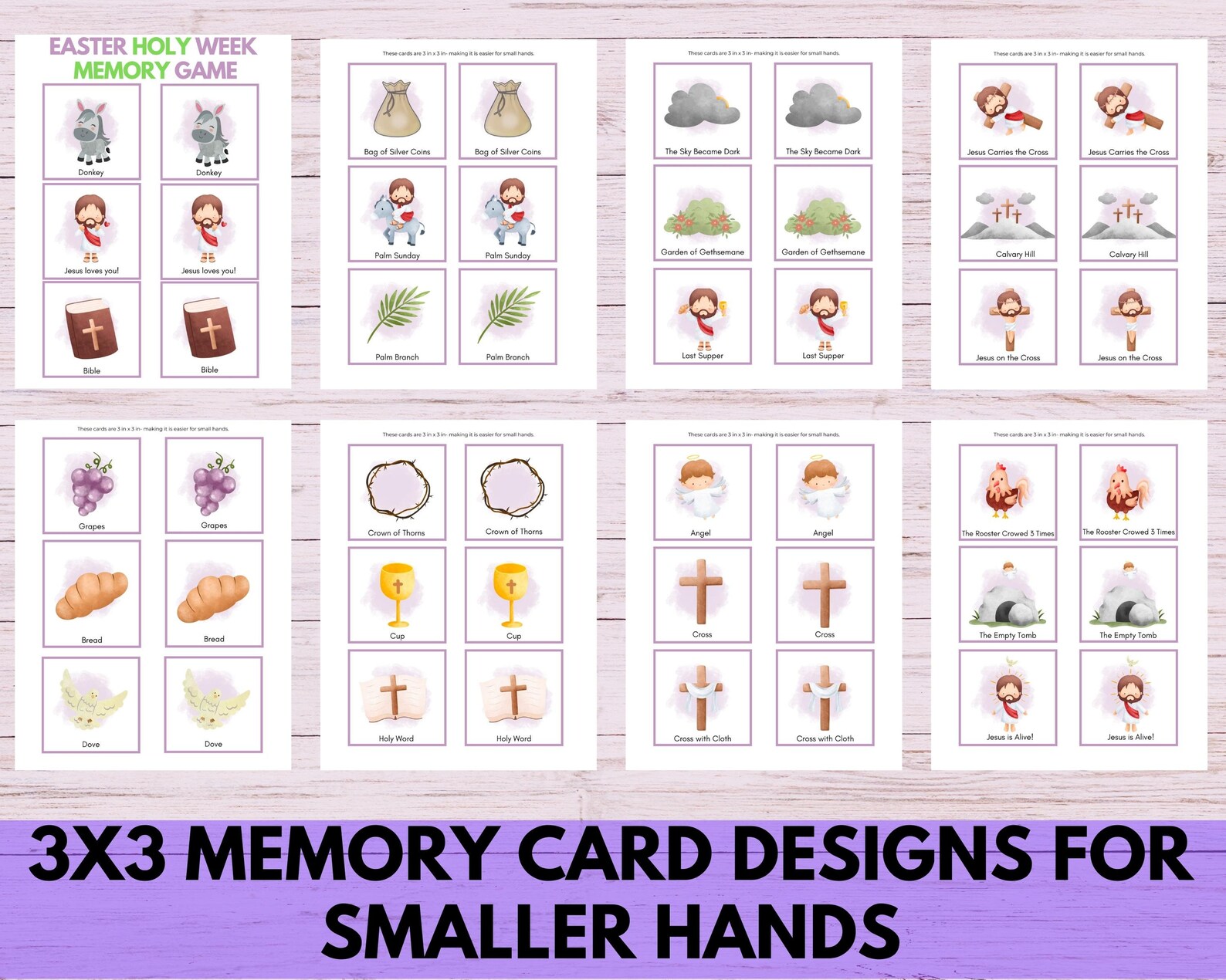 Easter Story Memory Game for Toddlers & Preschoolers, Printable Bible ...