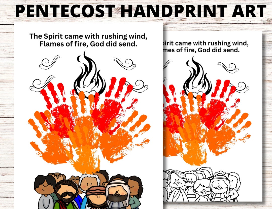 Pentecost Handprint Craft Acts 2 Bible Story, Handprint Art Activity ...