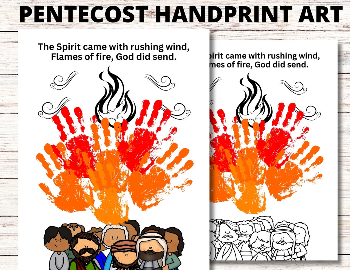 Pentecost Handprint Craft Acts 2 Bible Story, Handprint Art Activity ...