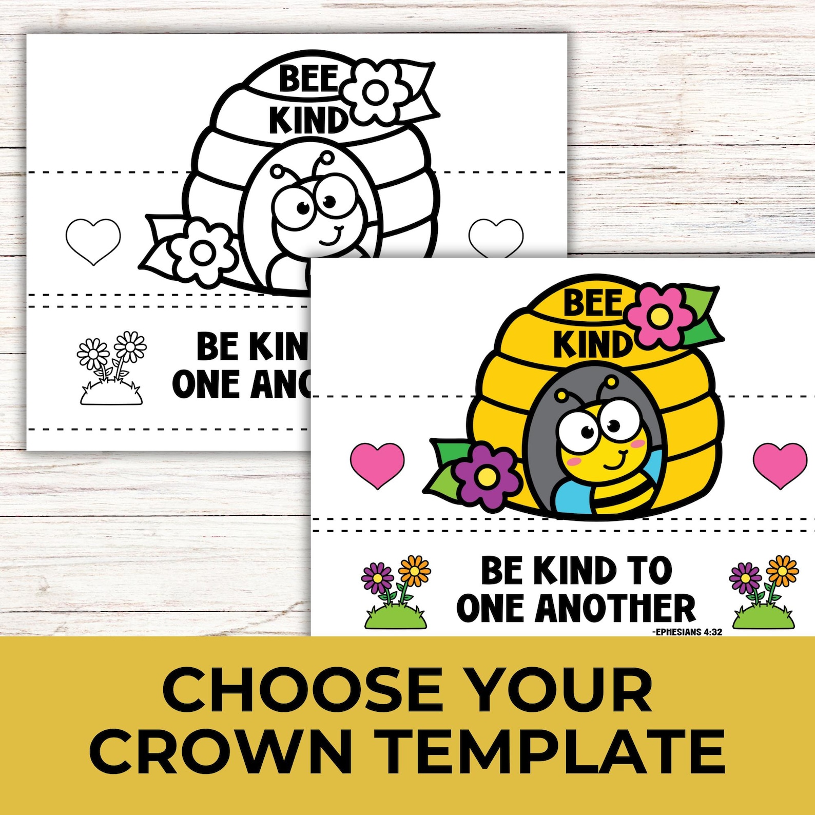 Bee Kind Bible Crown Craft Activity Printable, Ephesians 4:32 Kindness ...
