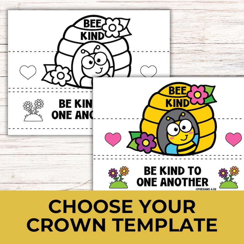 Bee Kind Bible Crown Craft Activity Printable, Ephesians 4:32 Kindness ...