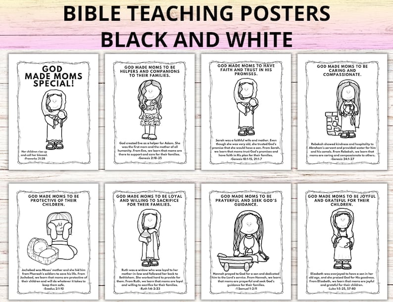 Mothers Day Bible Lesson Teaching Posters and Craft, Moms of the Bible ...