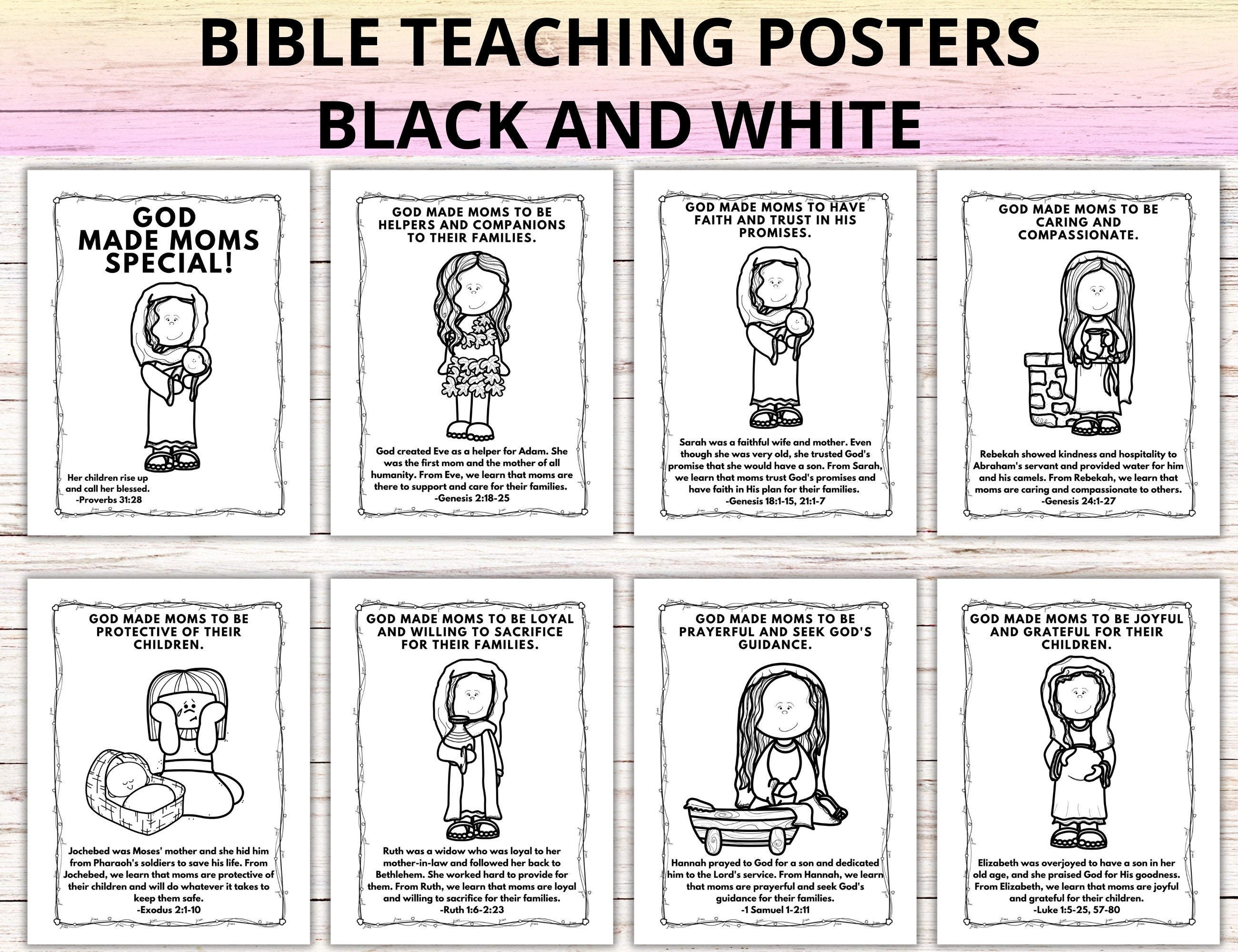 Mothers Day Bible Lesson Teaching Posters and Craft, Moms of the Bible ...