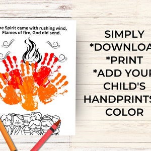 Pentecost Handprint Craft Acts 2 Bible Story, Handprint Art Activity ...