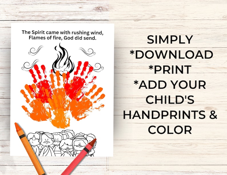 Pentecost Handprint Craft Acts 2 Bible Story, Handprint Art Activity ...