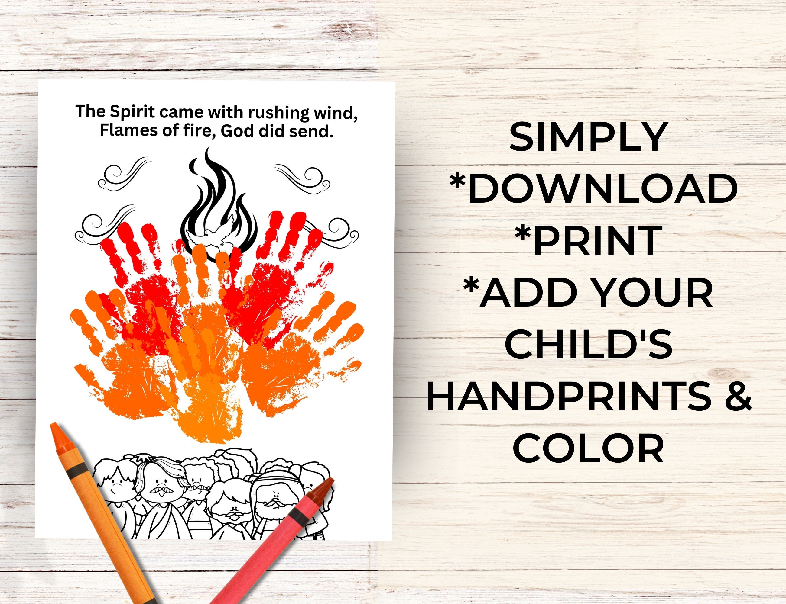 Pentecost Handprint Craft Acts 2 Bible Story, Handprint Art Activity ...