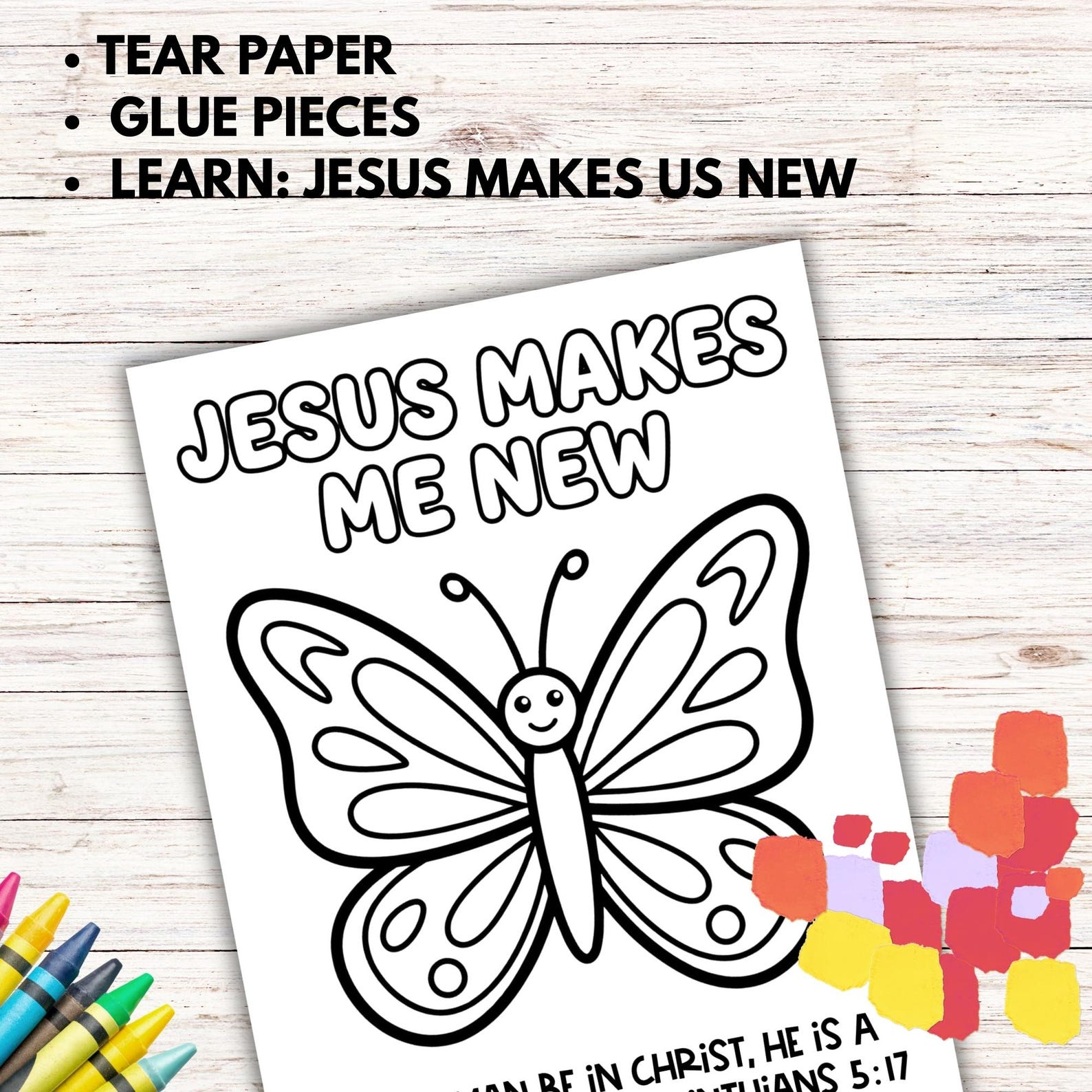 Jesus Makes Me New Torn Paper Bible Craft, Spring New Creation 2 ...