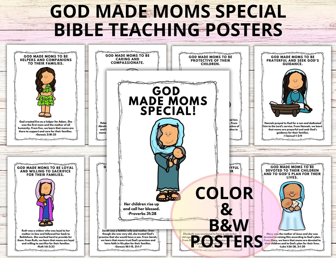 Mothers Day Bible Lesson Teaching Posters and Craft, Moms of the Bible ...