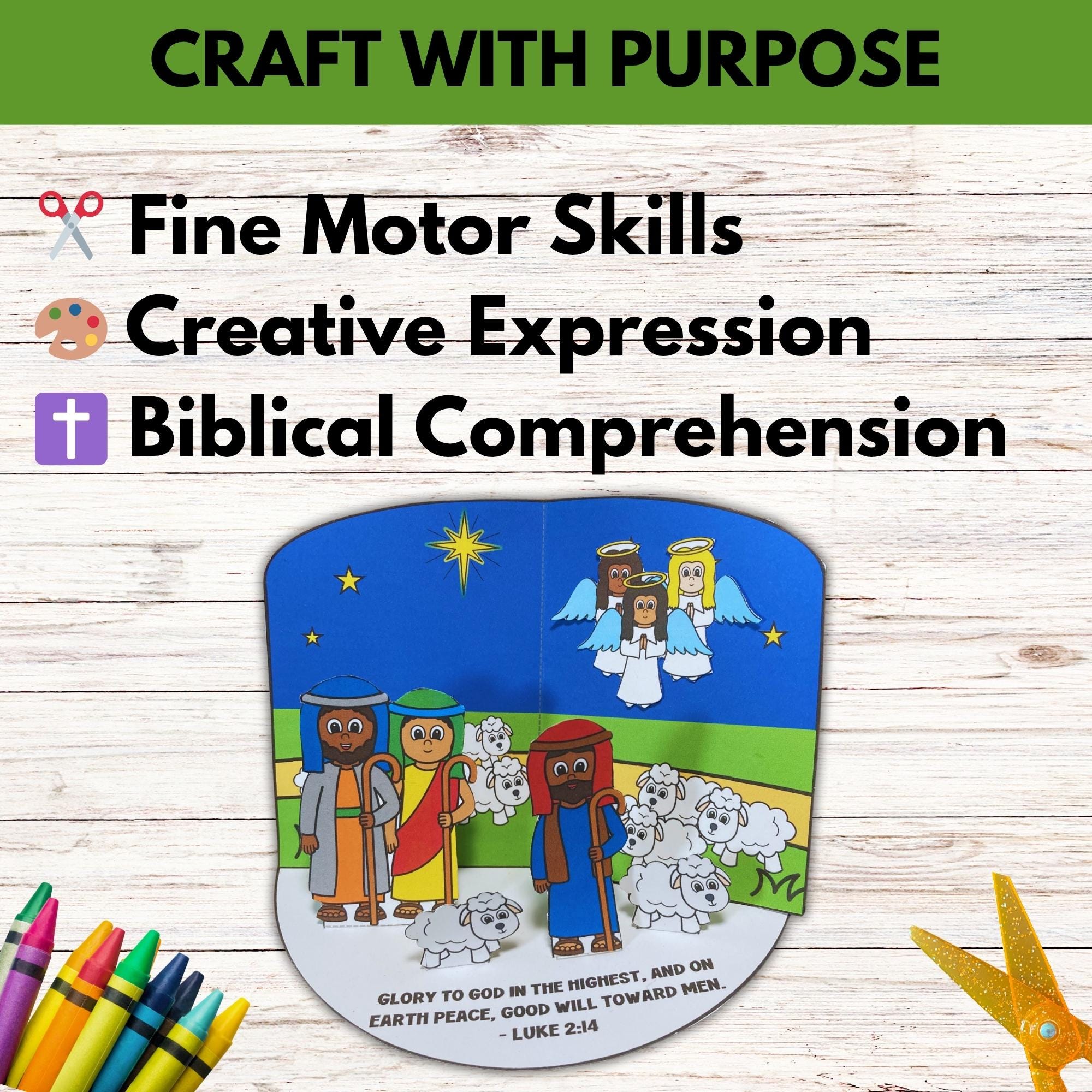 Angels Announce the Good News Bible Craft Activity, Luke 2 Shepherds ...
