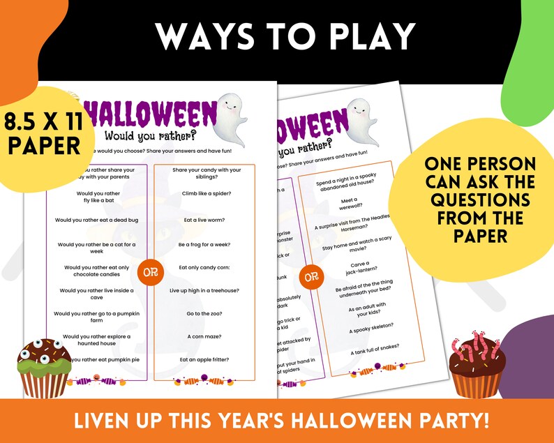 Halloween Would You Rather Game for Kids Halloween Party Ice - Etsy