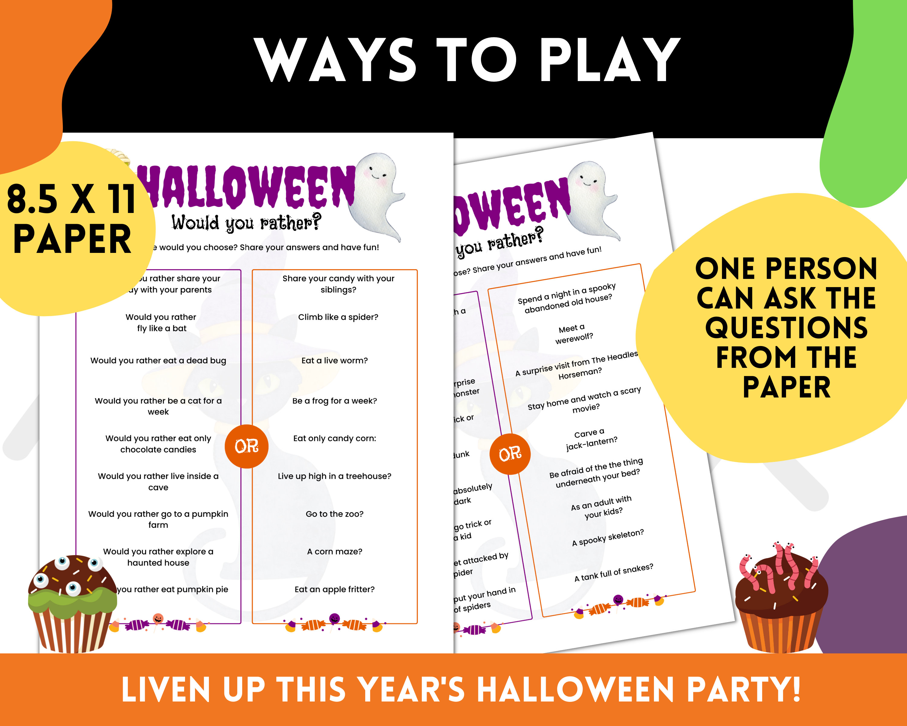 Halloween Would You Rather Game for Kids Halloween Party Ice - Etsy