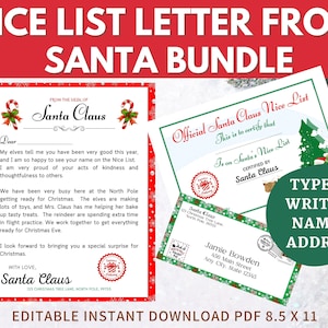 Christmas Letters From Santa Bundle, Editable Santa Naughty and Nice ...
