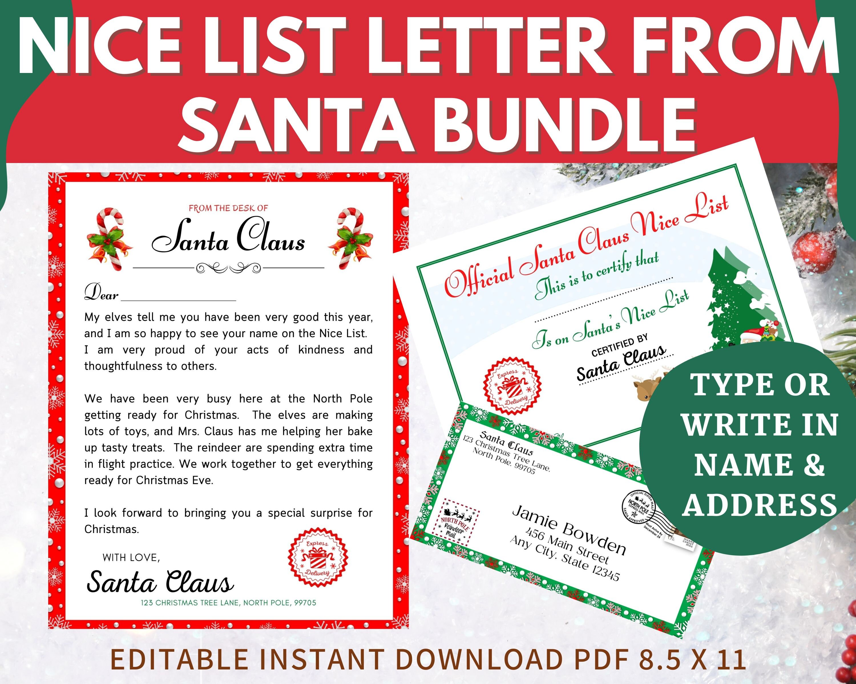 Christmas Letters From Santa Bundle, Editable Santa Naughty and Nice ...