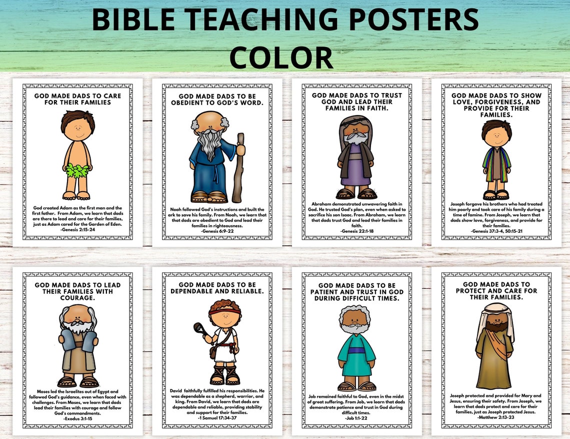 Fathers Day Bible Lesson Teaching Posters and Craft, Dads of the Bible ...