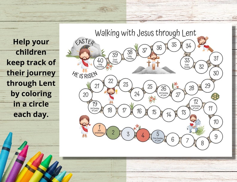 40 Days Lent Countdown Calendar for Kids 2025, 40 Days Lenten Calendar ...