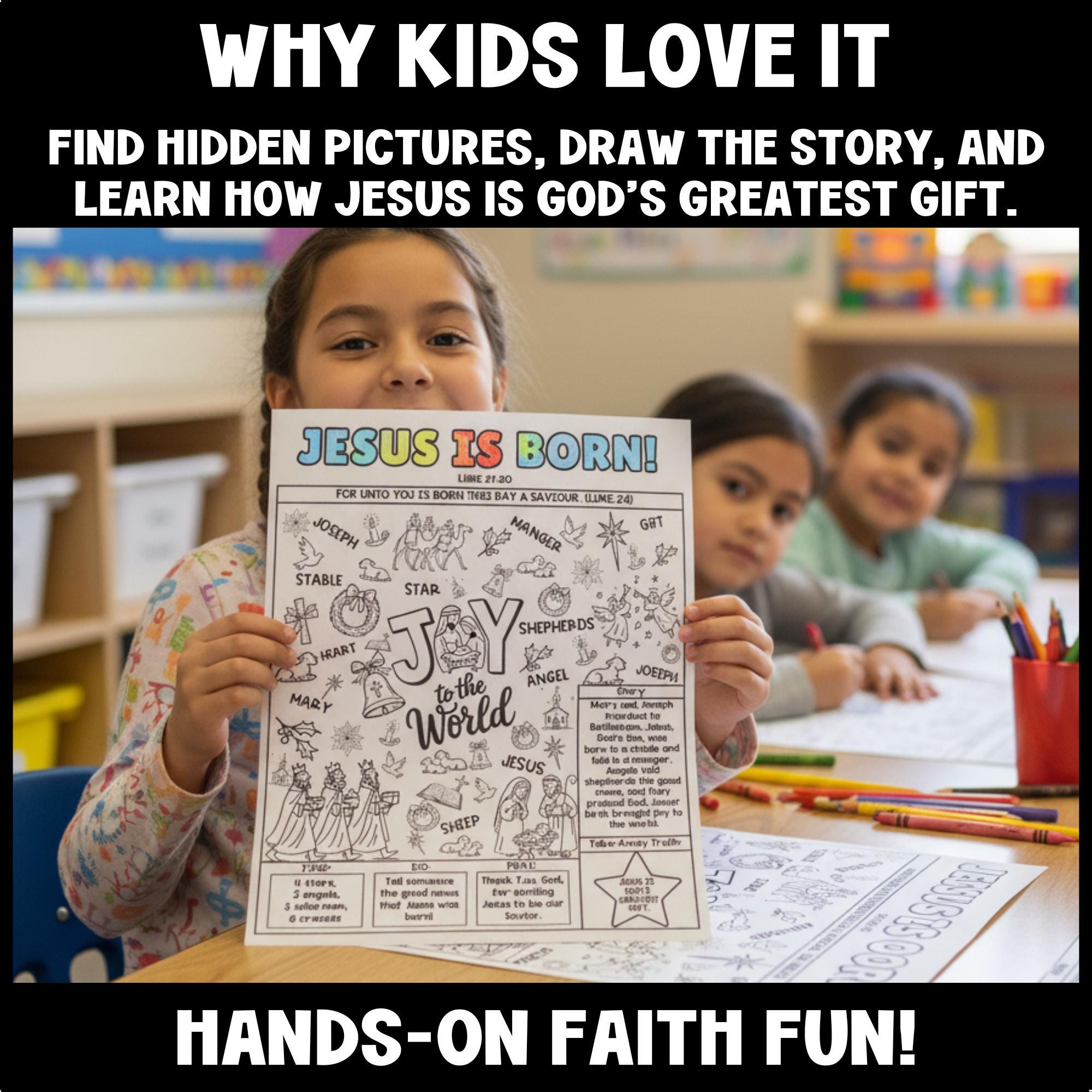 Jesus is Born Nativity Story Coloring Craft Lesson Printable, Kids ...