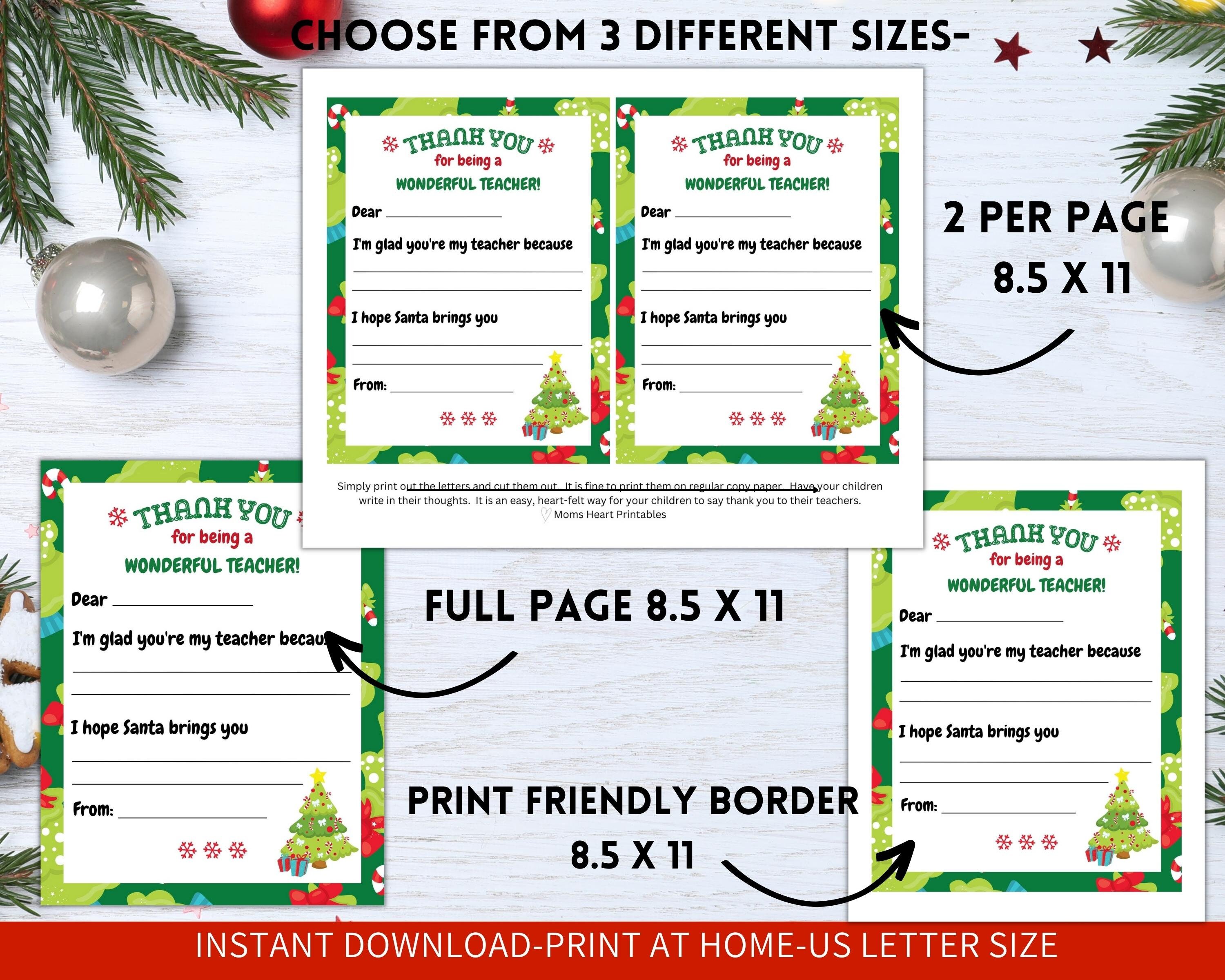 Printable Teacher Christmas Gift Card Holder, Teacher Appreciation ...