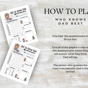 Fathers Day Printable Who Knows Dad Best Game for Families, Fathers Day ...