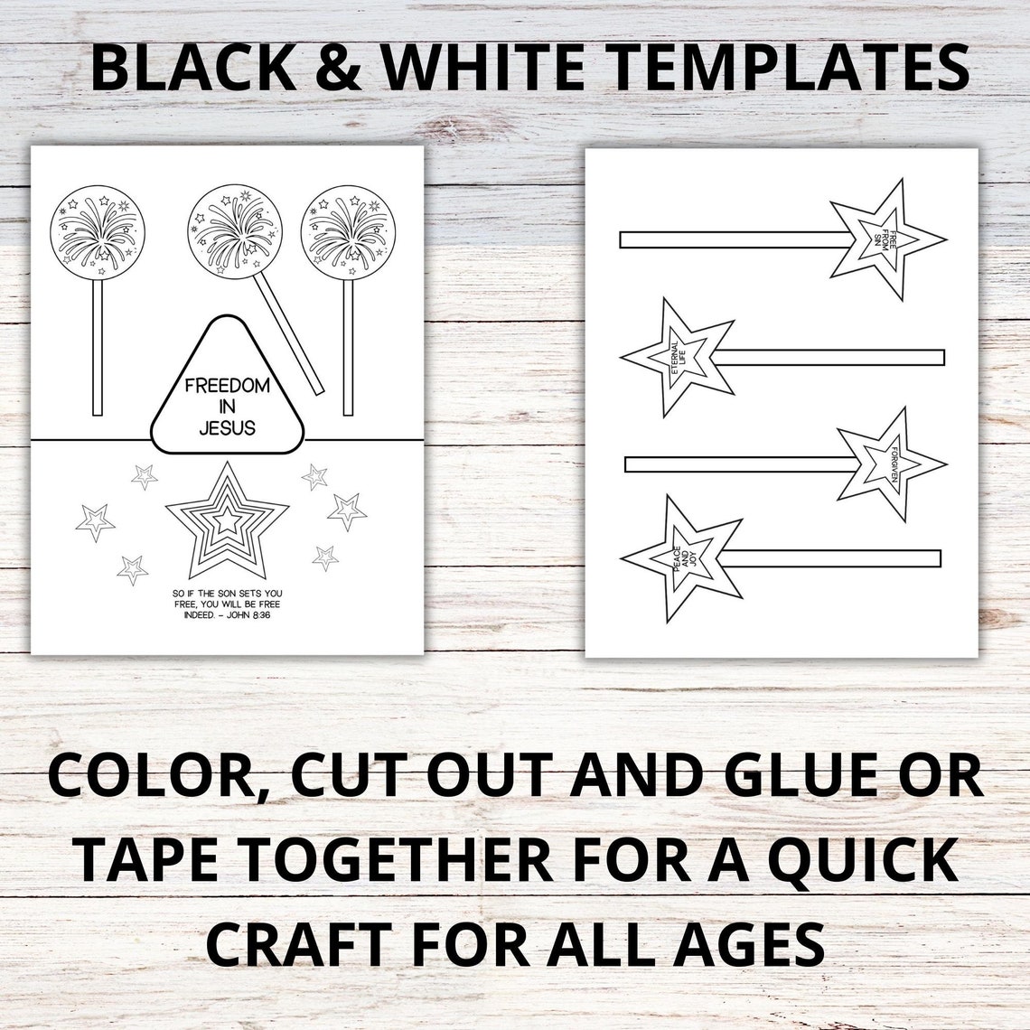 4th of July Sunday School Bible Craft, Freedom in Jesus Bible Printable ...