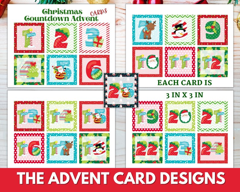 Christmas Advent Activity Cards, Printable Christmas Countdown Cards ...