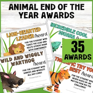 End of the Year Animal Awards Printable, Preschool Class Animal ...