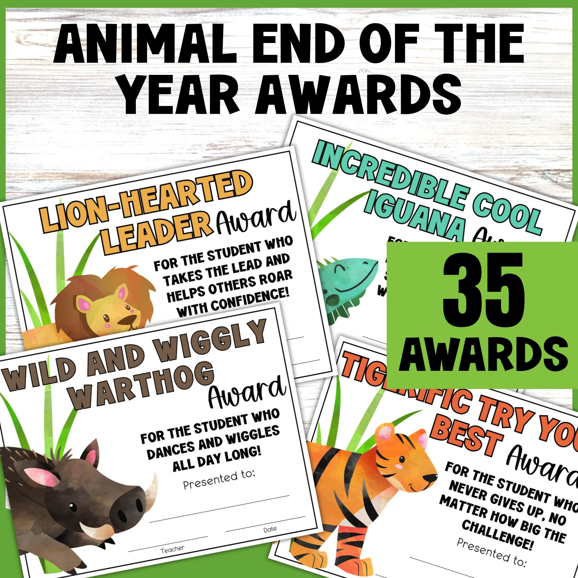 End of the Year Animal Awards Printable, Preschool Class Animal ...