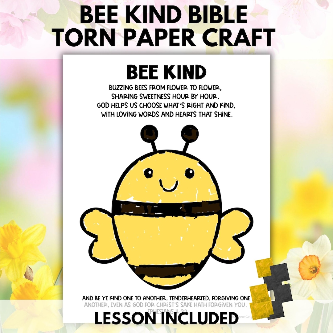 Bee Kind Torn Paper Bible Craft, Ephesians 4:32 Spring Kindness Sunday ...
