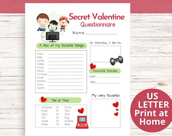 Secret Valentine Questionnaire, Construction Secret Valentine Printable ...