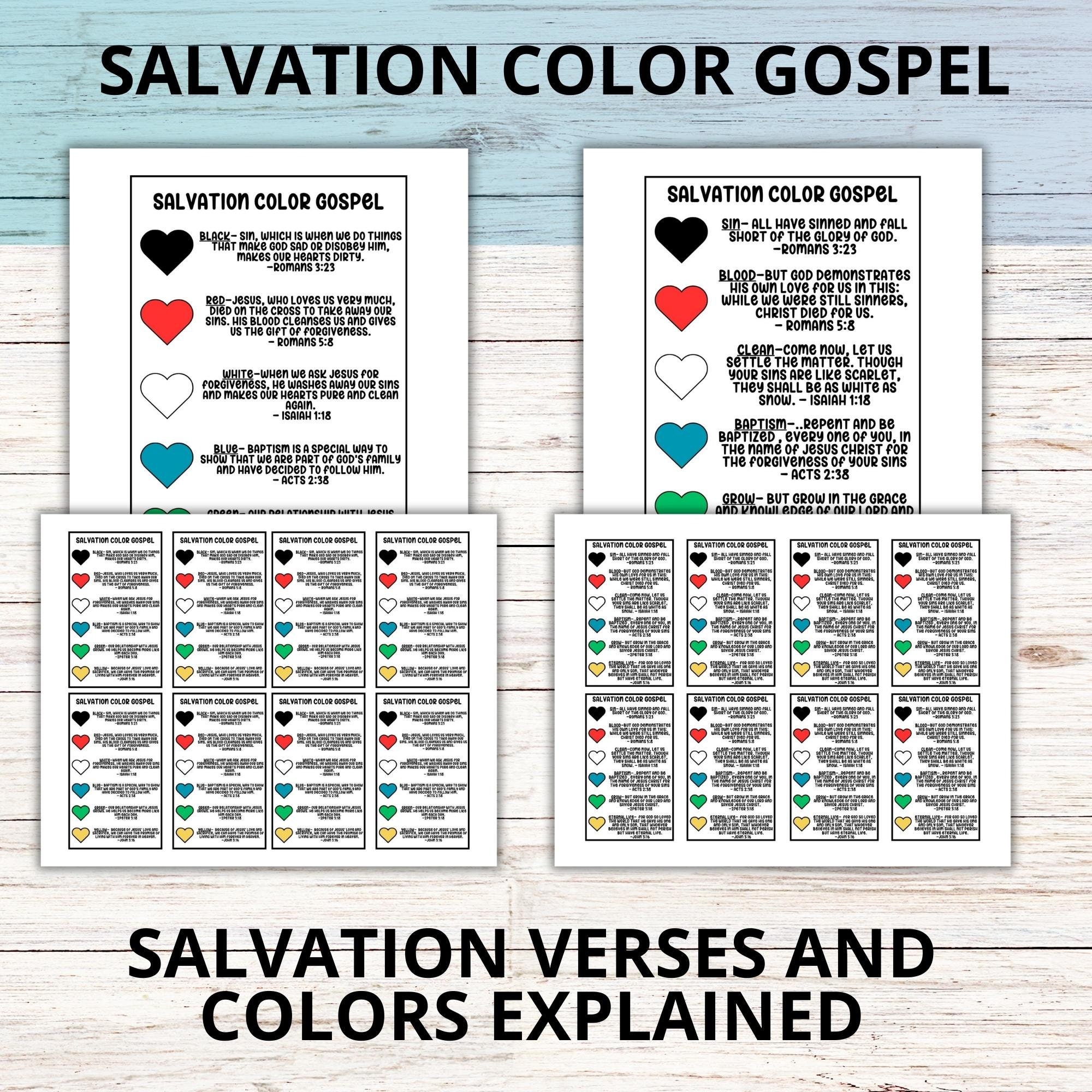 Salvation Bible Lesson and Activities Printable, Color Gospel Bible ...