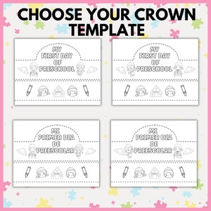 First Day of Preschool Crown Craft Activity Printable, English and ...