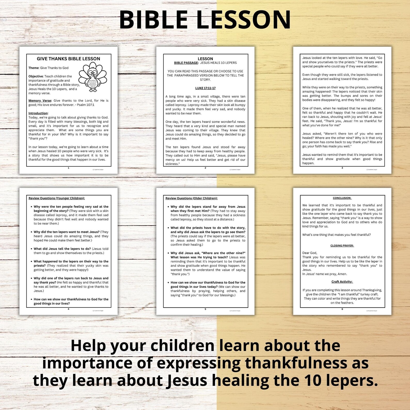 Give Thanks Thanksgiving Bible Lesson and Craft, Sunday School Bible ...