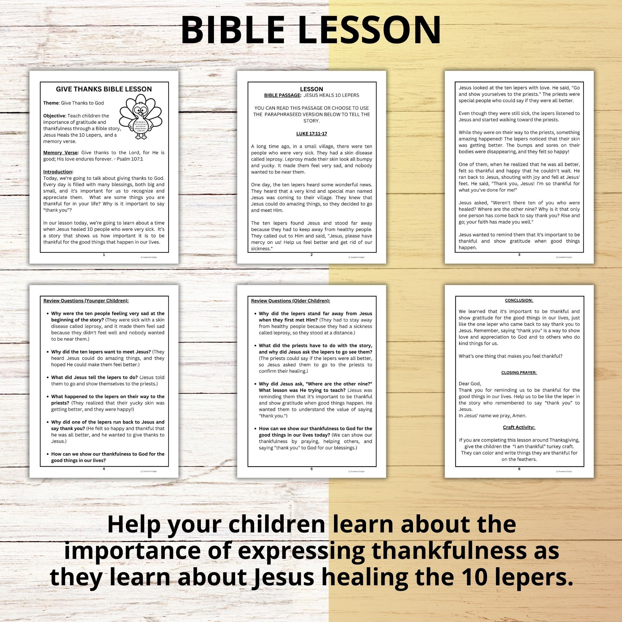 Give Thanks Thanksgiving Bible Lesson and Craft, Sunday School Bible ...