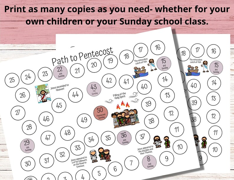 Pentecost Countdown Printable Calendar, 50 Days of Easter Calendar ...