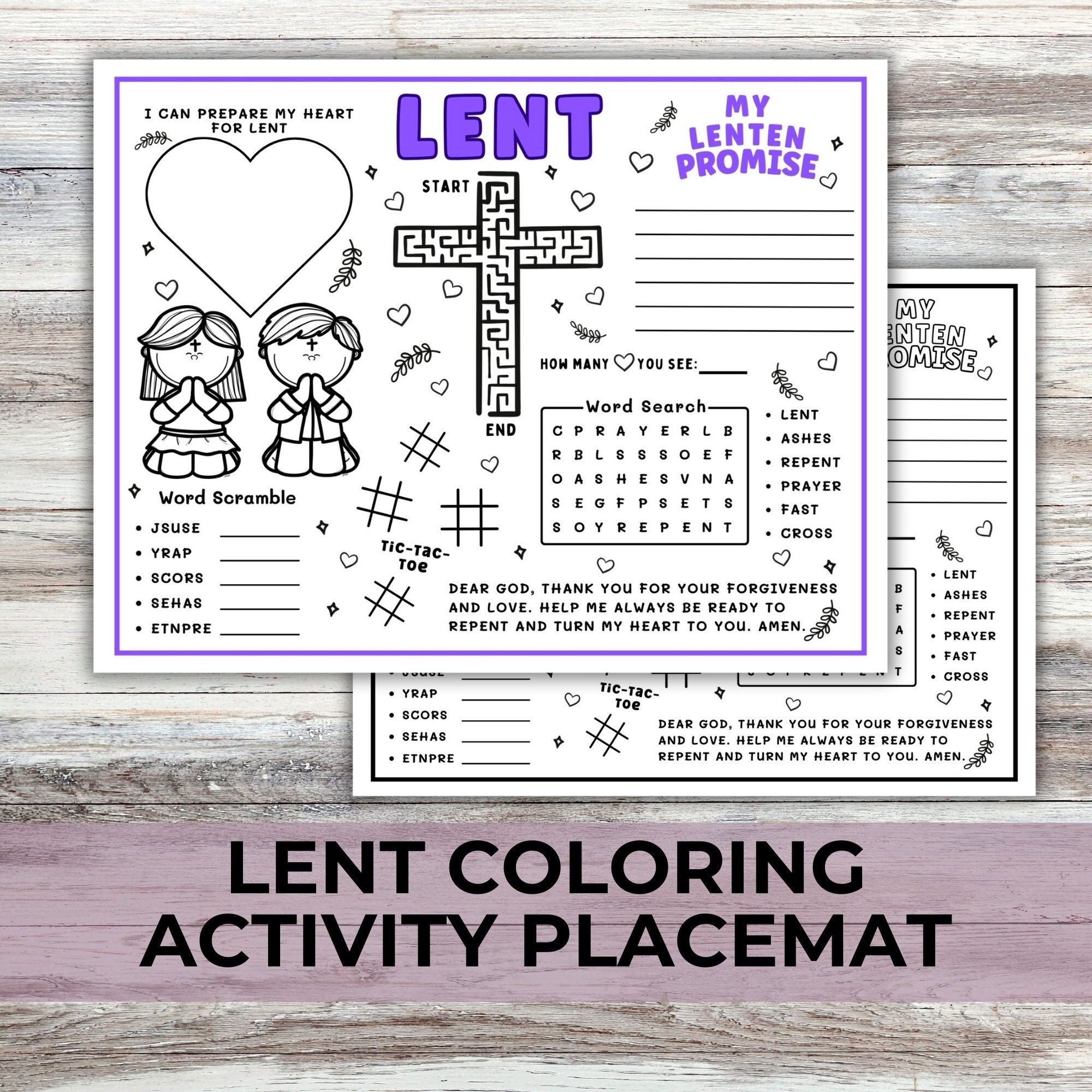 Lent Bible Activity Coloring Placemat, Easter Sunday School Activity ...