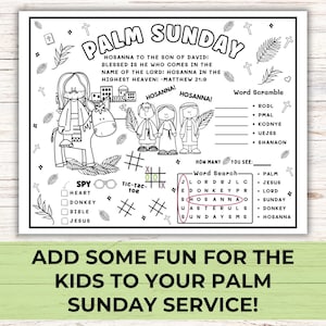 Palm Sunday Bible Activity Coloring Placemat, Palm Sunday School Game ...