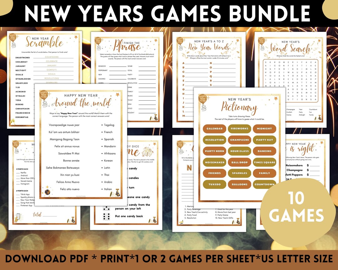 Printable New Years Eve Games New Years Eve Games for Kids - Etsy