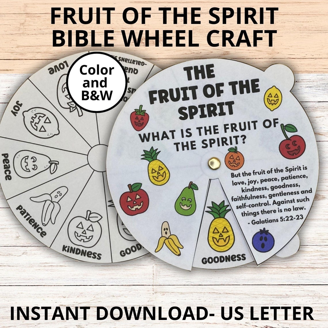 Fruit of the Spirit Bible Wheel Craft Printable, Sunday School Coloring ...
