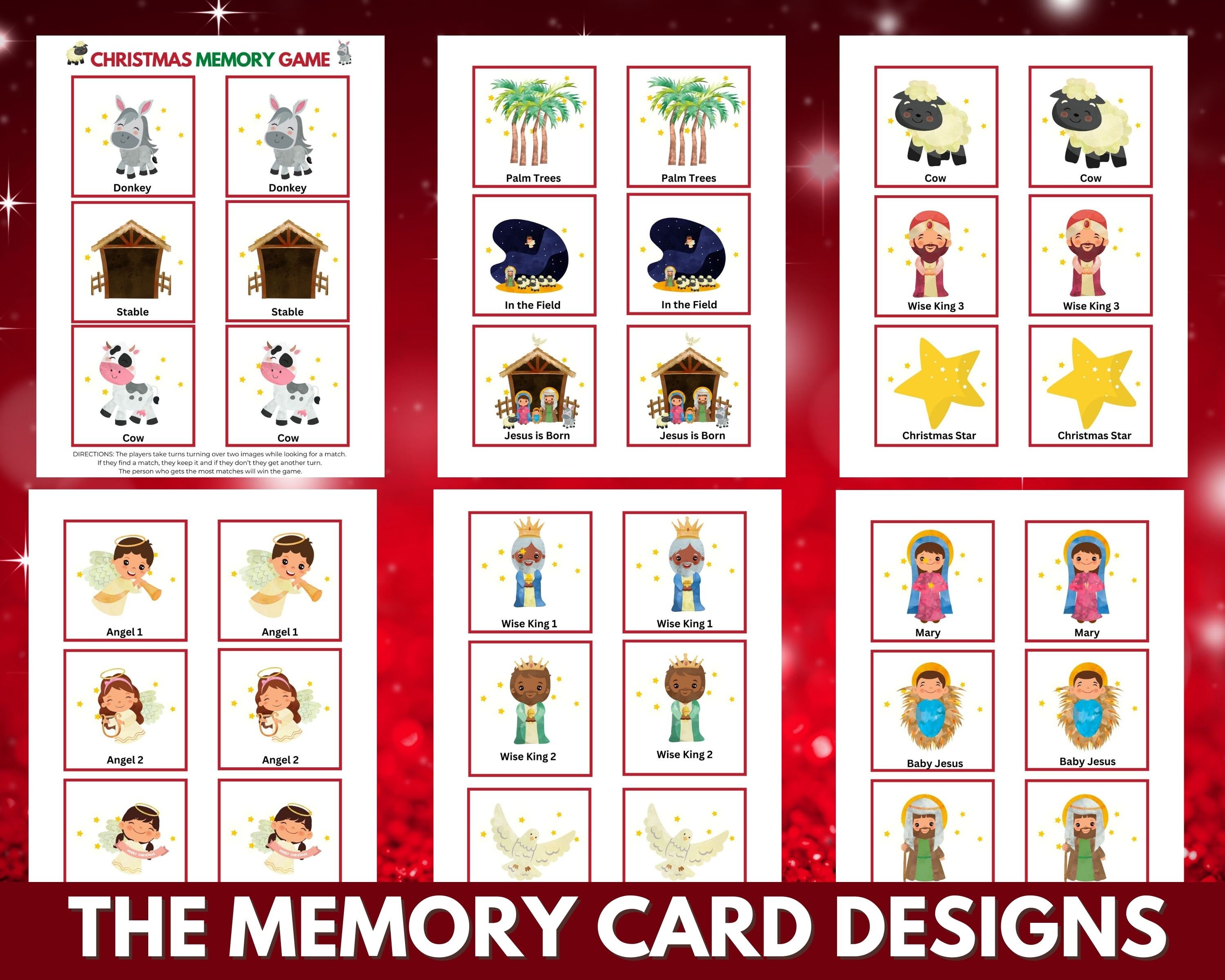Christmas Nativity Memory Game for Toddlers & Preschoolers, Printable ...