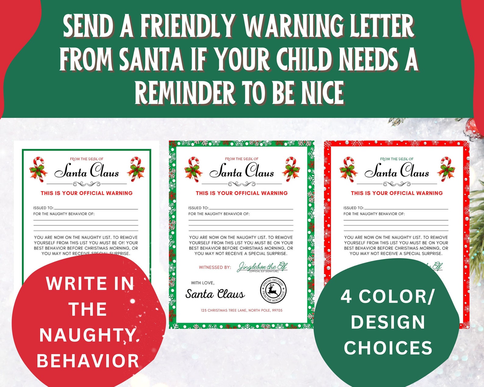 Editable Warning Letter From Santa, Printable Naughty List Santa Letter ...
