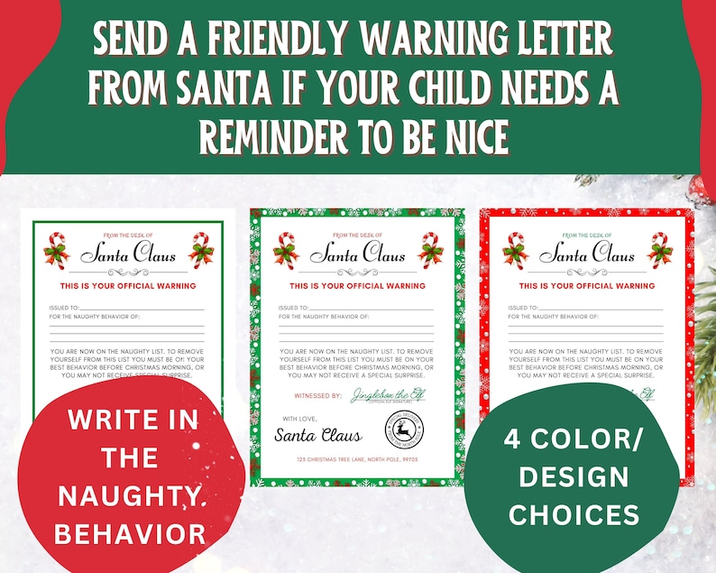 Christmas Letters From Santa Bundle, Editable Santa Naughty and Nice ...