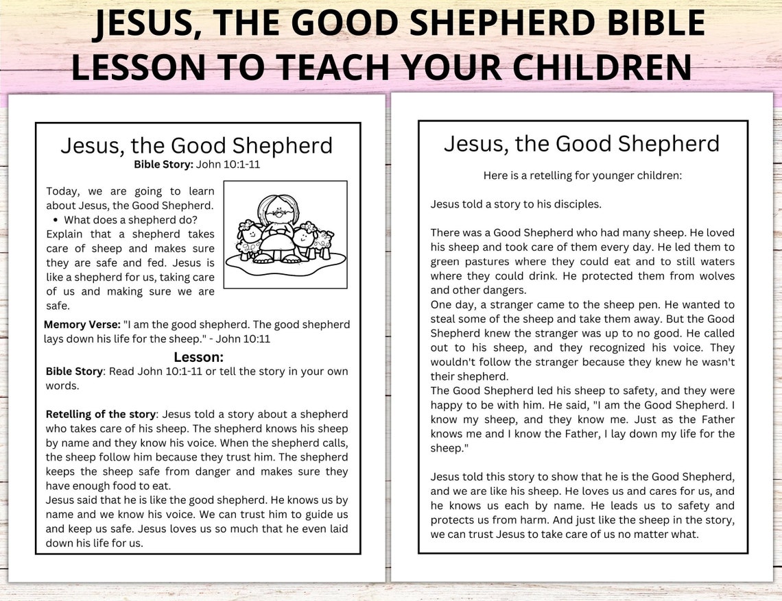 Jesus the Good Shepherd Bible Lesson, John 10:1-16 Bible Story Craft ...