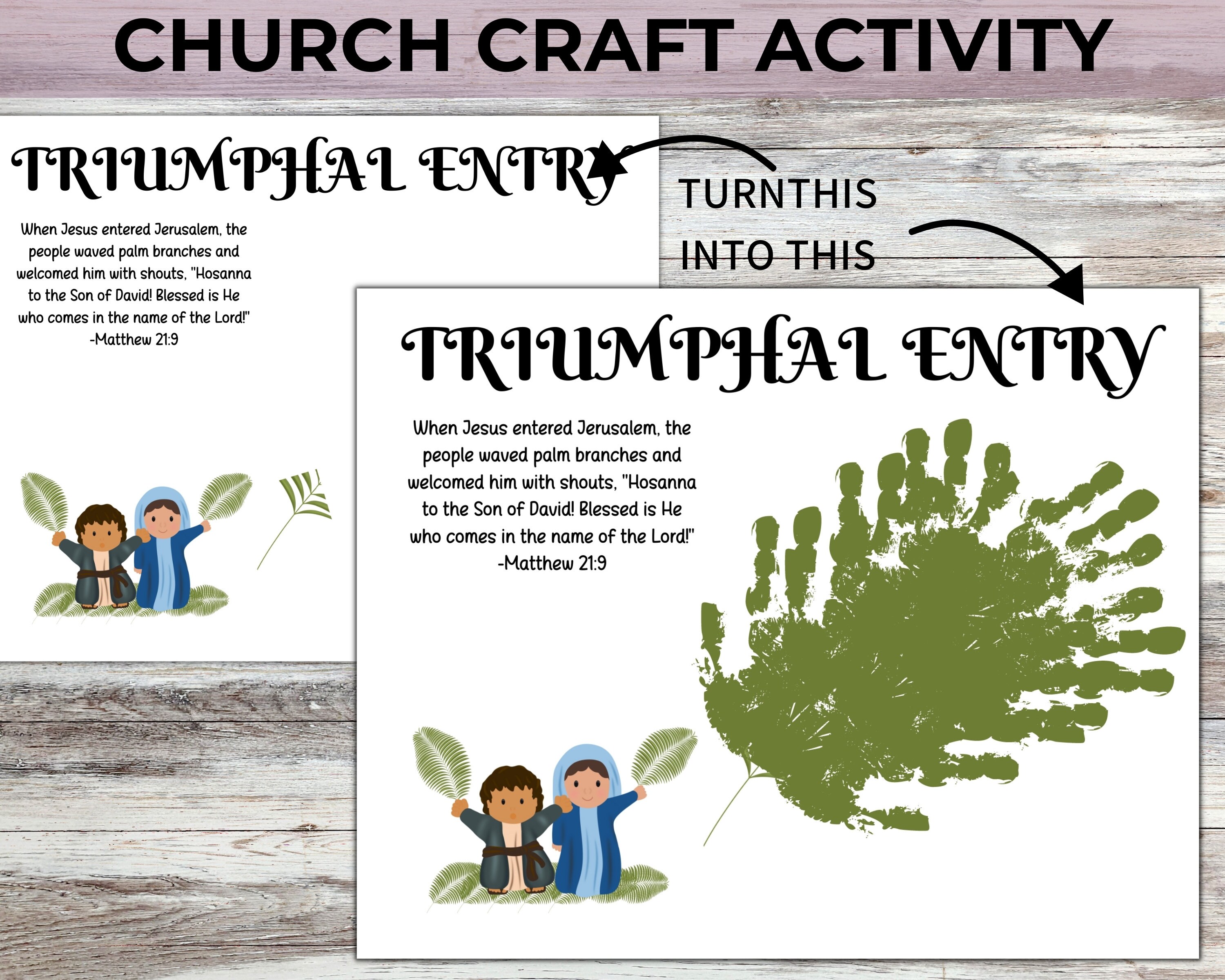 Triumphal Entry Palm Sunday Handprint Craft, Easter Sunday School ...